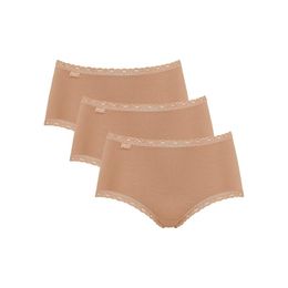 Sloggi Damen Sloggi Midislip &raquo;24/7 Cotton Lace&laquo; 3er Pack, mit zarter Spitze, Baumwollmischung. blickdicht, h&uuml;ftiger Schnitt braun 46