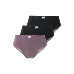 Schiesser Damen Brasilslip &raquo;Modern Multipacks&laquo; 3er Pack, Spitzenb&auml;nder, Single-Jersey, Baumwollmischung 40
