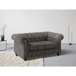 Home Affaire Chesterfield-Sofa &raquo;Chesterfield 2-Sitzer B/T/H: 150/89/74 cm&laquo; mit hochwertiger Knopfheftung, auch in Leder braun Struktur (100% Polyester