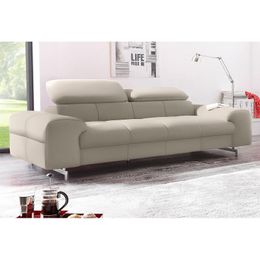 COTTA 3-Sitzer &raquo;Chef&laquo; Big-Sofa mit Kopfteilverstellung, edle Metallkufen grau Luxus-Microfaser (100% Polyester);Softlux -Kunstleder;Leder Pampas (