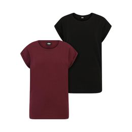 Urban Classics T-Shirt &raquo;Damen Ladies Extended Shoulder Tee 2-Pack&laquo; 1 Stk. cherry+black XL XL Vielseitige T-Shirts f&uuml;r jeden Anlass