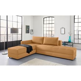 LOOKS by Wolfgang Joop Ecksofa &raquo;LooksIII L-Form&laquo; durch Drehfunktion zum Bett wandelbar, inklusive Staufach gelb Struktur (100% Polyester);Feinstruktur