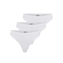 Only Damen Only T-String &raquo;ONLVICKY RIB S-LESS THONG 3-PK NOOS&laquo; Packung, 3 Stk. wei&szlig; M, 3 Stk.