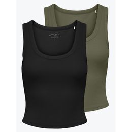 Only Tanktop &raquo;ONLEASY S/L TANK TOP JRS 2 PACK&laquo; Packung, 2 Stk. Baumwollmischung, regular fit Black Pack:Kalamata XS (34) XS (34) Doppelpackung...