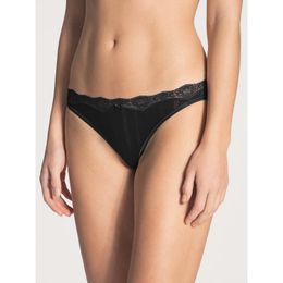 Calida Damen Calida H&uuml;ftslip &raquo;Etude Toujours&laquo; florale Spitze, Single Jersey, weich, Nadelstreifen-Optik schwarz L (48/50)