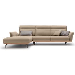 Creation BY ROLF BENZ Ecksofa &raquo;CR.460&laquo; Sockel in Eiche, Winkelf&uuml;&szlig;e in Umbragrau, Breite 318 cm beige NaturLEDER OSKAR (echtes Rindsleder)