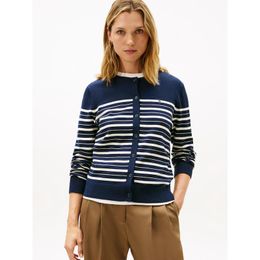 Tommy Hilfiger Damen Cardigan &raquo;CO JERSEY STITCH CARDIGAN&laquo; Baumwollmischung, regular fit, Rundhals, goldfarbene Kn&ouml;pfe XL (42)