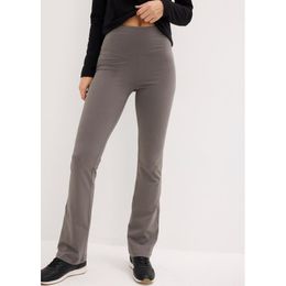 bonprix Damen bonprix Leggings &raquo;Baumwoll-Leggings, Flared Leg&laquo; mit elastischem Bund grau 52/54 (XXL), N-Gr