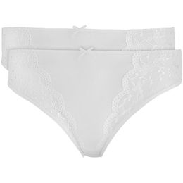 Nina von C. Damen Jazz-Pants Slips &raquo;"Silver Edition"&laquo; 2er Pack, eng, elastisch, bequem, feminin, mit Spitze, mit Schleife wei&szlig; 44