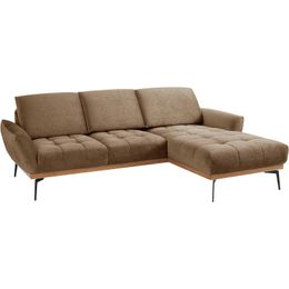 exxpo - sofa fashion Ecksofa &raquo;Palic, inkl. R&uuml;ckenverstellung, bequem, elegant, Breite 245cm, L-Form&laquo; vom Sofa zum Hochlehner. Hohe F&uuml;&szlig;e und Holzblende