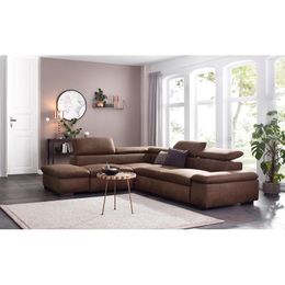 Home Affaire Ecksofa &raquo;Alberto L-Form&laquo; mit Kopfteilverstellung, wahlweise mit Bettfunktion braun 100% Polyester;Luxus-Microfaser weich (9)0% Polyester 