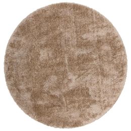 my home Hochflor-Teppich &raquo;Malin&laquo; rund 43 mm H&ouml;he Uni-Farben, leicht gl&auml;nzend, besonders flauschig durch Mikrofaser beige Kunstfaser