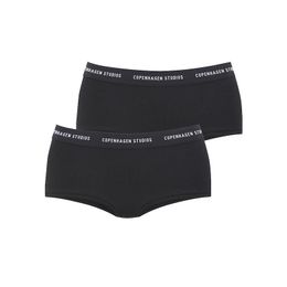 Copenhagen Studios Damen Panty &raquo;mit softem Logobund&laquo; 2er-Pack, aus gerippter Bio-Baumwollqualit&auml;t schwarz M (38)