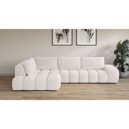 OTTO home Ecksofa &raquo;AZITA L-Form, XL 296 cm - Designsofa in Bubble-Optik&laquo; lose R&uuml;ckenkissen, traumhafte Steppung beige 100% Polyester