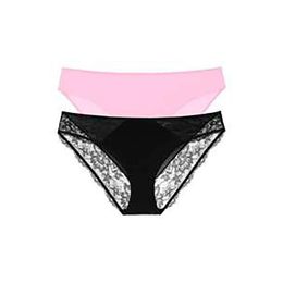 Dorina Damen Slip &raquo;WILLA&laquo; 2er Pack, teilweise mit floraler Spitze schwarz M