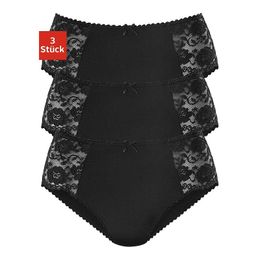 Petite Fleur Damen Petite Fleur H&uuml;ftslip 3er-Pack, aus elastischer Baumwoll-Qualit&auml;t schwarz 32/34
