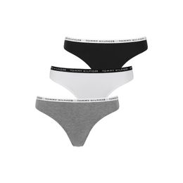 Tommy Hilfiger Underwear Damen String 3 Stk. mit schmalem Logob&uuml;ndchen schwarz-wei&szlig; S, 3 Stk.