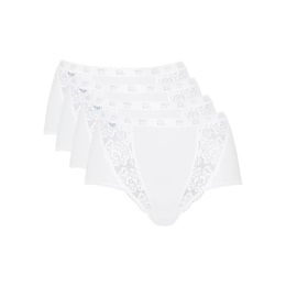 Sloggi Damen Sloggi Maxislip &raquo;Chic&laquo; 4er Pack, elastische Spitzeneins&auml;tze, feminin, Baumwollmix, elastisch wei&szlig; 44