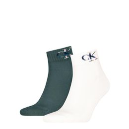 Calvin Klein Jeans Herren Kurzsocken &raquo;CKJ MEN QUARTER MONOGRAM&laquo; 2 Paar, 2 Stk. tlg. mit dezenter Logostickerei, komfortable Frotteesohle wei&szlig; 39-42