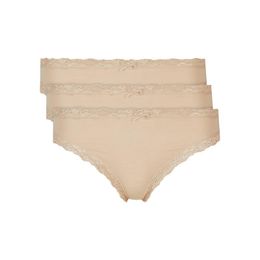 Nina von C. Damen Jazz-Pants Slips &raquo;"Cosy"&laquo; 3er Pack, eng, elastisch, atmungsaktiv, bequem, feminin, mit Spitze beige 38