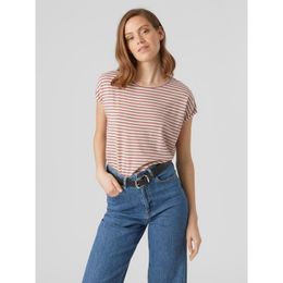 V&eacute;ro Moda Vero Moda Damen Rundhalsshirt &raquo;VMAVA PLAIN SS TOP STRIPE GA JRS NOOS&laquo; Materialmix, regular fit rosa M