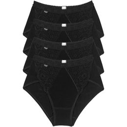 Sloggi Damen Sloggi Midislip &raquo;Chic&laquo; 4er Pack, elastische Spitzeneins&auml;tze, weiche N&auml;hte, Baumwoll-Mix, feminin schwarz 48