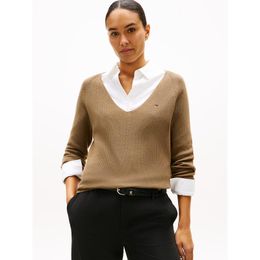 Tommy Hilfiger Damen Strickpullover &raquo;CO CARDI STITCH V-NK LS&laquo; mit Logostickerei XL (42)