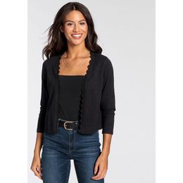 Laura Scott Damen Strickjacke mit femininer Wellenkante schwarz 44/46