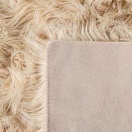 Paco Home Fellteppich &raquo;Playa 960&laquo; herzf&ouml;rmig 64 mm H&ouml;he Kunstfell, Flokati-Optik, Hochflor, weich und flauschig, Uni-Farben beige Polyester