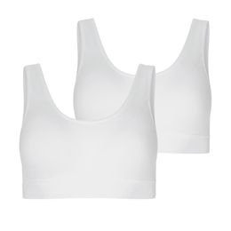Jockey Damen Bralette &raquo;Seamfree Stretch&laquo; 2er Pack, Rundhals, breite Tr&auml;ger, ohne Seitenn&auml;hte wei&szlig; L, N-Gr