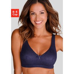 Nuance Damen Minimizer-BH ohne B&uuml;gel mit breiten, leicht wattierten Tr&auml;gern blau 100, Cup D