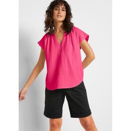 bonprix Damen bonprix Shirtbluse &raquo;Musselin-Blusentop aus reiner Baumwolle&laquo; mit &uuml;berschnittenen Schultern und kleiner Knopfleiste rosa 46