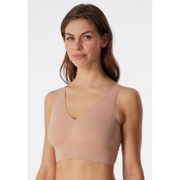 Schiesser Damen Bustier &raquo;Invisible Soft&laquo; Microfaser, Lasercut-Abschl&uuml;sse, V-Ausschnitt beige 38, N-Gr