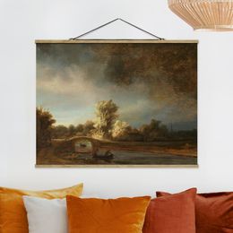 Bilderwelten Stoffbild mit Posterleisten Rembrandt - Landschaft mit Steinbr&uuml;cke