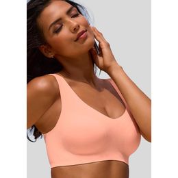 Nuance Damen Bralette-BH SEAMLESS, ohne B&uuml;gel mit herausnehmbaren Kissen, Basic orange XS (32/34), N-Gr