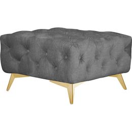 Home Affaire Polsterhocker &raquo;Glynis&laquo; aufw&auml;ndige Knopfheftung, moderne Chesterfield Optik, Fu&szlig;farbe w&auml;hlbar grau Struktur (100% Polyester);Samtoptik (