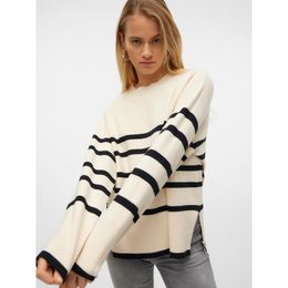 V&eacute;ro Moda Vero Moda Damen Rundhalspullover &raquo;VMSABA LS O-NECK STRIPE PULLOVER GA NOOS&laquo; mit Streifenmuster schwarz L