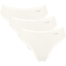 Sloggi Damen Sloggi Tai-Slip &raquo;GO Crush&laquo; 3er Pack, hoher Beinausschnitt, Spitze, feminin, weich, elastisch, Baumwollmix wei&szlig; S