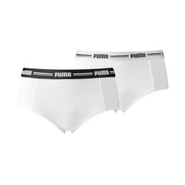 Puma Damen Puma Panty &raquo;Puma WOMEN MINI SHORT 2P PACK&laquo; Packung, 2er Pack, mit markantem Logo-Bund wei&szlig; XL