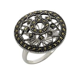 ZEEme Fingerring &raquo;925/- Sterling Silber Markasit&laquo; schwarz 056 (17,8) Sehr edles Erscheinungsbild