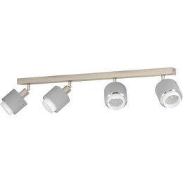 Eglo Deckenleuchte &raquo;Bellizzi Deckenstrahler schwenkbar, grau und wei&szlig;, E14, K&uuml;chenlampe&laquo; E14 1 Stk. Spot - L75 x B9 x H18,5 cm - nickel-matt - 4X7,5W 