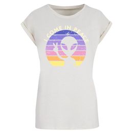 F4NT4STIC Extended Shoulder T-Shirt Alien Peace Sunset in Whitesand | Gr.: 4XL