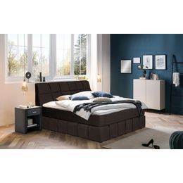 Boxspringbett Home Affaire "Paxton", braun (espresso), Flachgewebe LEINENOPTIK Polyester Topper Premium pro, Liegefl&auml;che B/L: 160cm x 200cm Betth&ouml;he: 55cm, Gewicht bis: 100 kg + 100 kg H3 + H3, 7-Zonen-Taschen-Federkernmatratze, Komplettbetten, Boxspringbett, Neue Toppervarianten