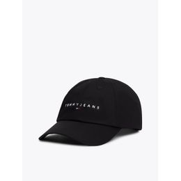 Baseball Cap Tommy Jeans "TJW LINEAR LOGO 6 PANEL CAP", Herren, schwarz, Web, Baumwolle, unifarben, Caps, mit Logostickerei UNISEX