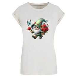 F4NT4STIC T-Shirt Gnom Fr&uuml;hling Blumen Schmetterling in Whitesand | Gr.: 4XL