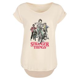 F4NT4STIC Long Cut T-Shirt Stranger Things Retro Bikers Netflix TV Series in Whitesand | Gr.: S