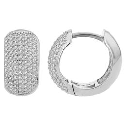 Adelia&acute;s Paar Creolen ADELIA&acute;S "Damen Creolen aus 925 Sterling Silber und Zirkonia &Oslash; 11 mm", silber, Ohrringe, Damen, Damen, Silber 925 (Sterlingsilber)