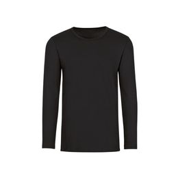 Longsleeve TRIGEMA "TRIGEMA Langarmshirt", Jungen, Gr. 140, schwarz, 95% Baumwolle, 5% Elastan, Basic, Shirts