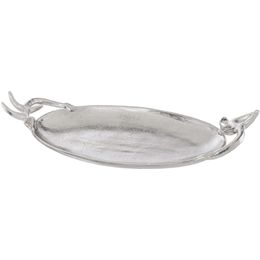 Dekoschale CREATIV HOME "Schale", silber, B:40cm H:7cm T:19cm, Dekoschalen, mit filigranen Griffen