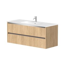 Waschtisch Welltime "City, Badm&ouml;bel, Badkommode, Badschrank, in verschiedenen Breiten", light oak, B:121cm H:50cm T:46cm, FSC-zertifizierter Holzwerkstoff, Waschtische, Waschtisch, mit Soft-Close-Funktion, inklusive Waschbecken, FSC zertifiziert